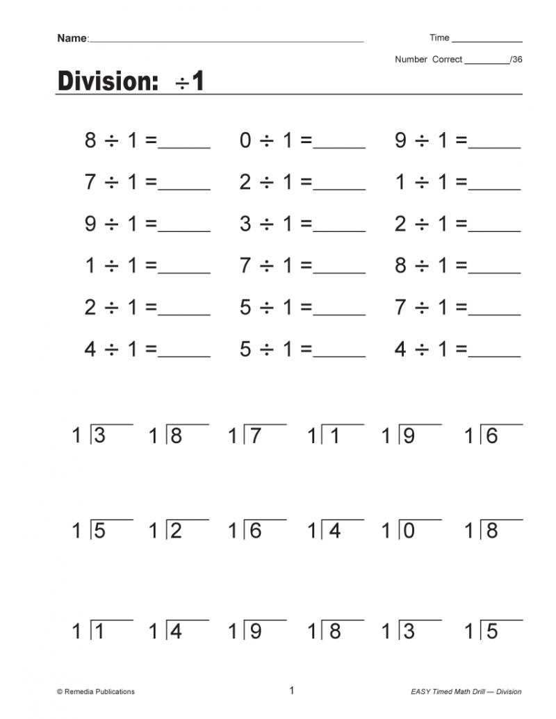 Easy Timed Math Drills: Division – Miller Pads & Paper
