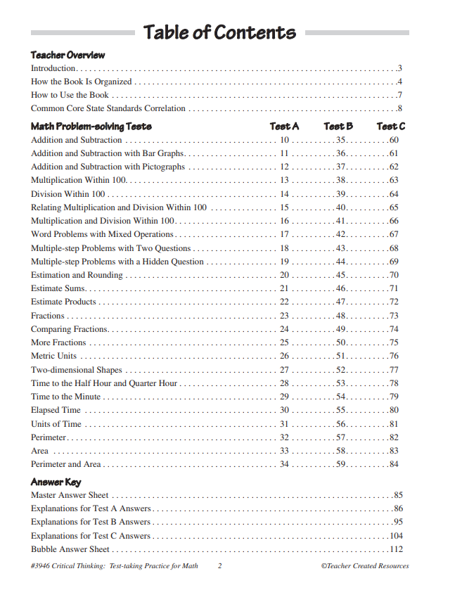 Critical Thinking: Test-taking Practice for Math (Grade 3) – Miller ...