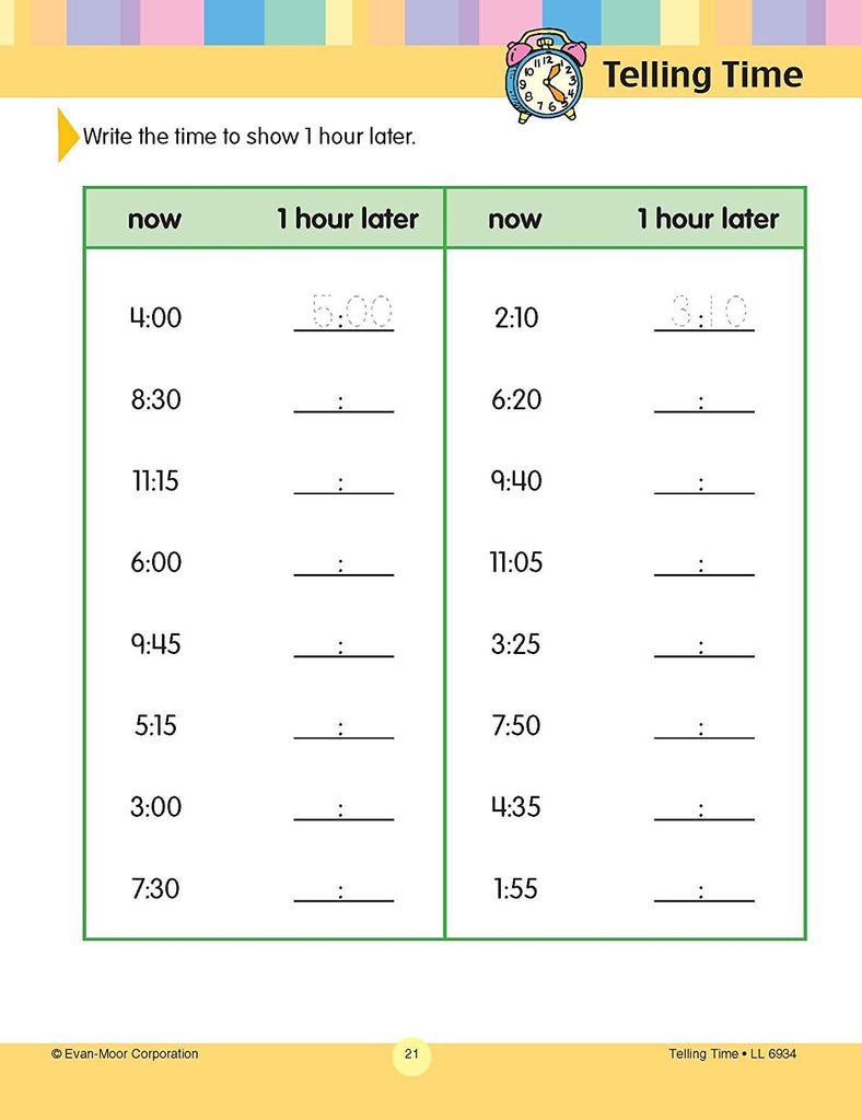 Learning Line: Telling Time, Grades 1-2 - Activity Book – Miller Pads ...