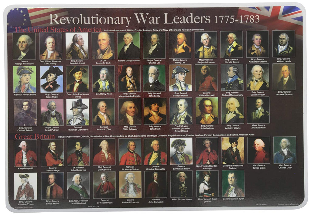 Learning Revolutionary War Placemat – Miller Pads & Paper