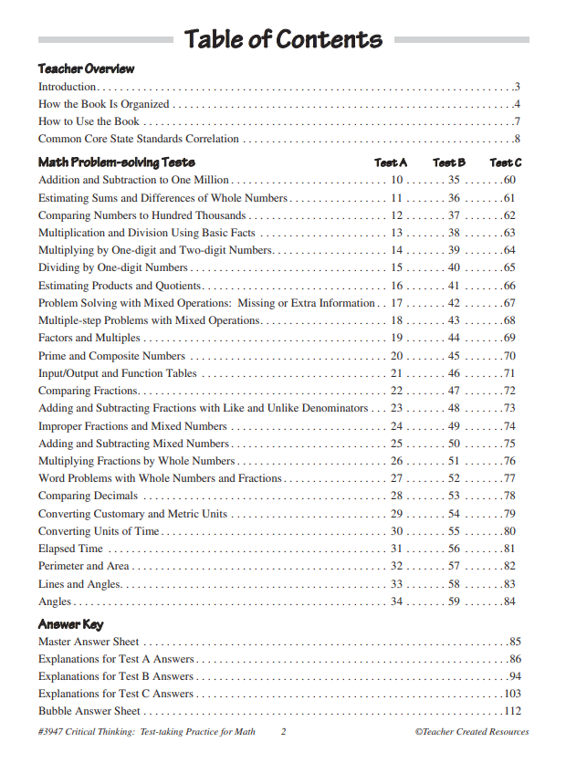 Critical Thinking: Test-taking Practice for Math (Grade 4) – Miller ...