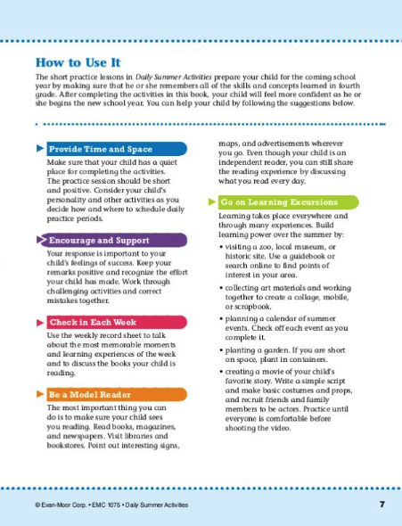 Daily Summer Activities Grade 4-5 – Miller Pads & Paper