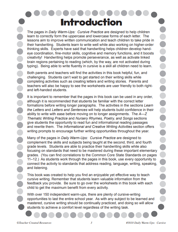 Daily Warm-Ups: Cursive Practice (Grades 2-4) – Miller Pads & Paper