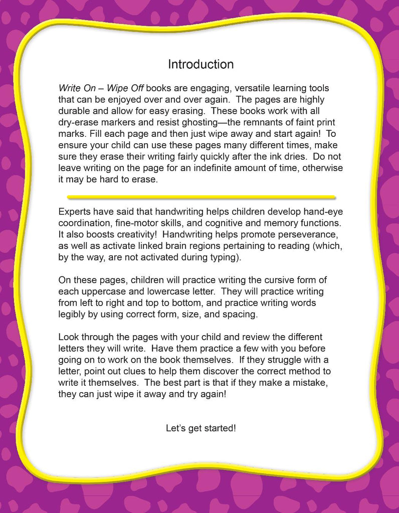 Cursive Writing Practice Write-On Wipe-Off Book – Miller Pads & Paper