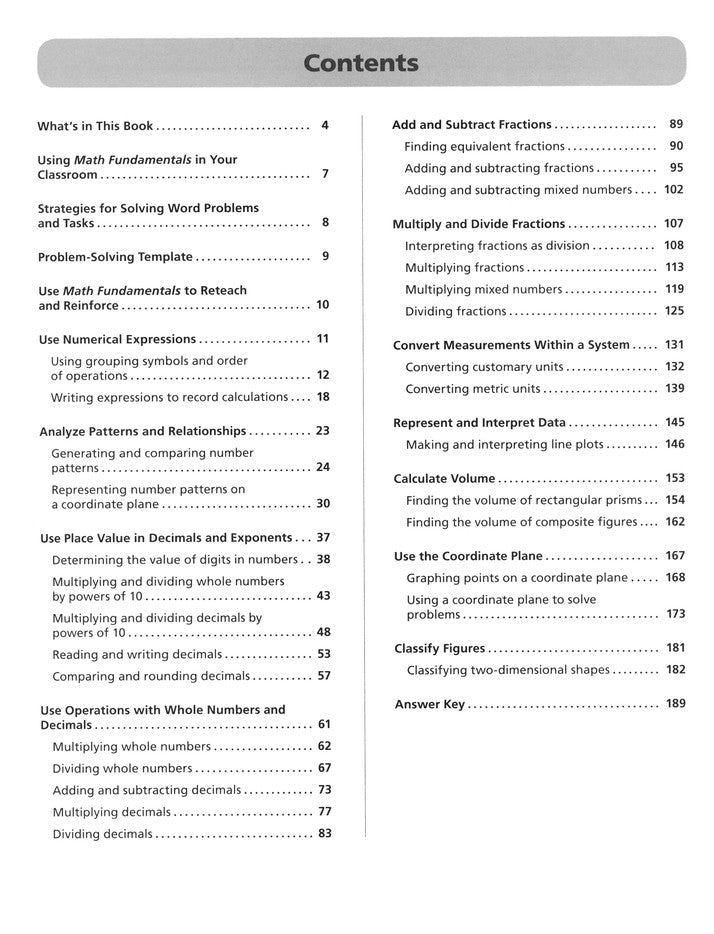 Math Fundamentals - Grade 5 – Miller Pads & Paper