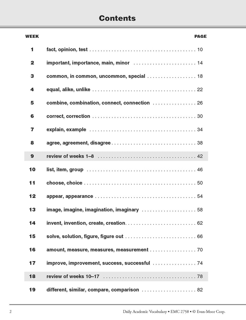 Daily Academic Vocabulary, Grade 2 – Miller Pads & Paper