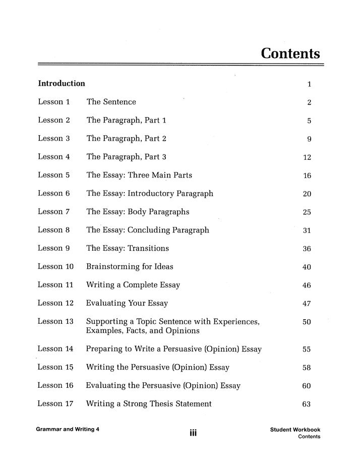 Grammar & Writing Student Workbook Grade 4 – Miller Pads & Paper