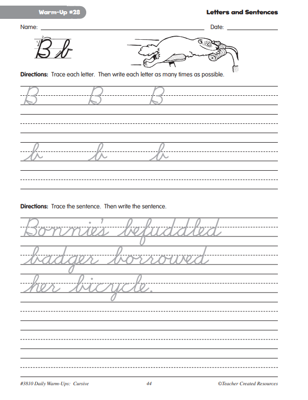 Daily Warm-Ups: Cursive Practice (Grades 2-4) – Miller Pads & Paper