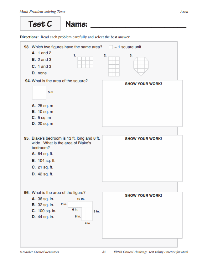 Critical Thinking: Test-taking Practice for Math (Grade 3) – Miller ...