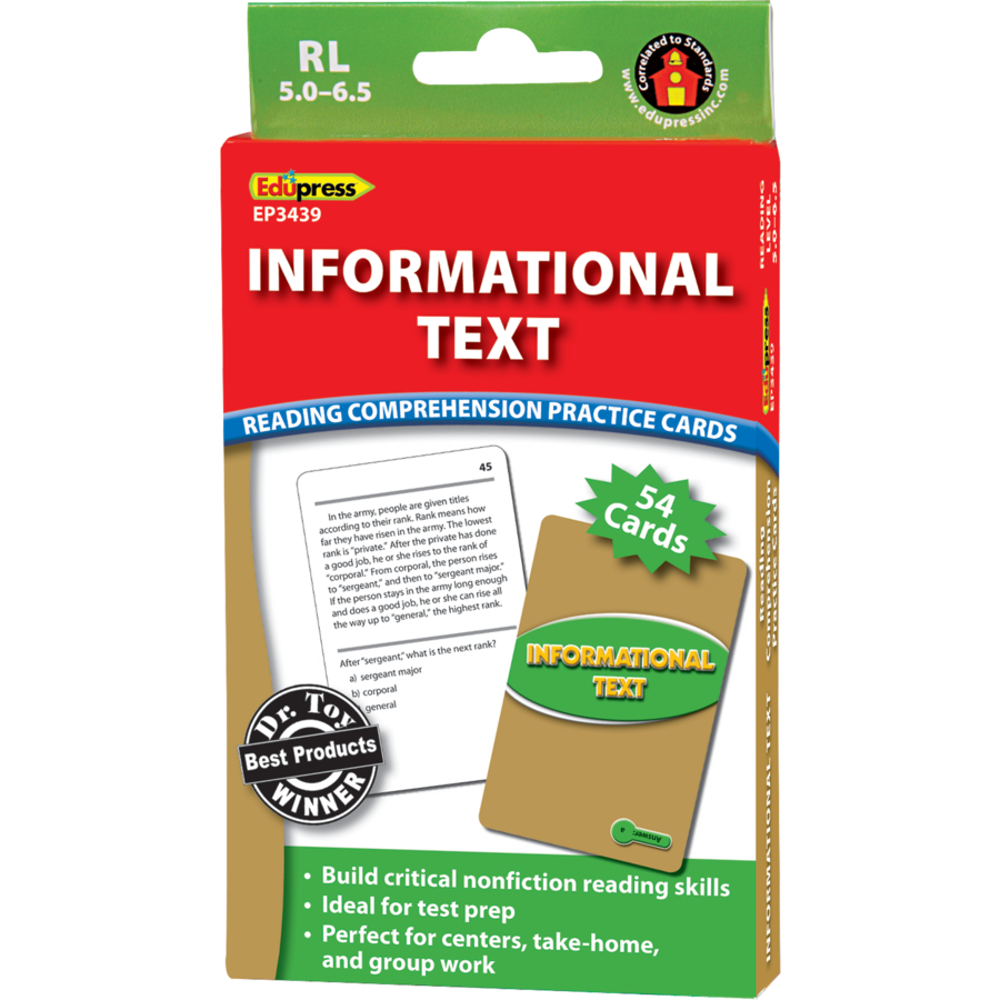 Informational Text: Reading Comprehension Practice Cards RL-5.0-6.5 ...