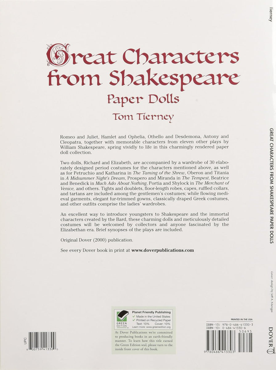 Great Characters From Shakespeare Paper Dolls – Miller Pads & Paper