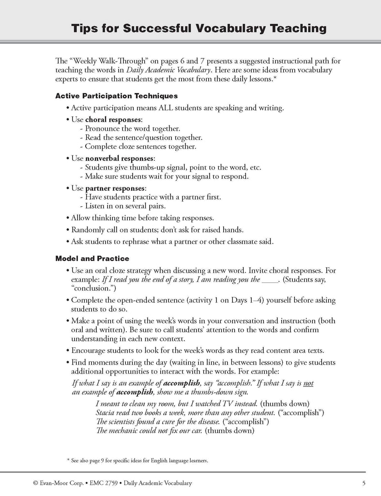 Daily Academic Vocabulary Grade 3 (Teacher Edition) – Miller Pads & Paper