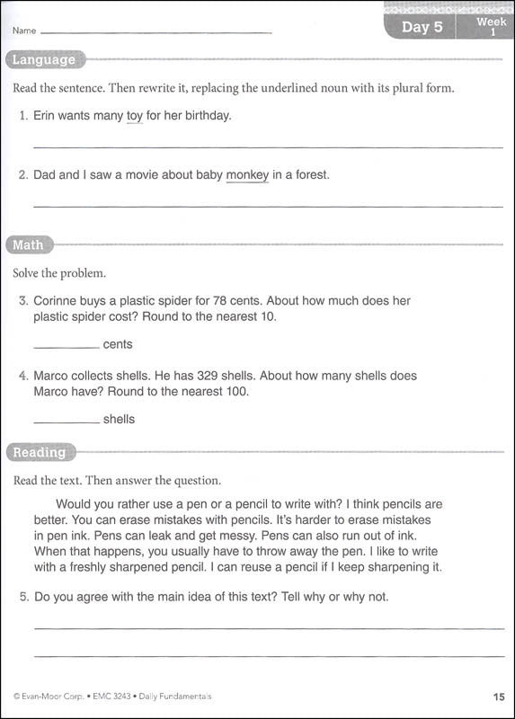 Daily Fundamentals Grade 3 – Miller Pads & Paper