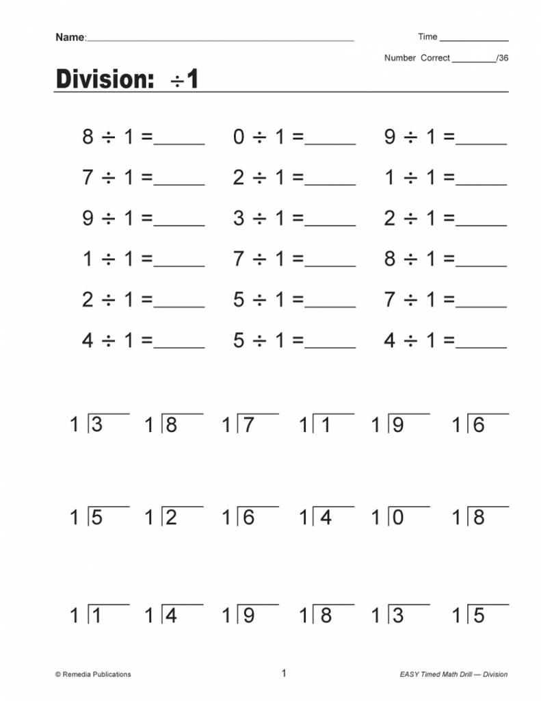 Easy Timed Math Drills: Division – Miller Pads & Paper