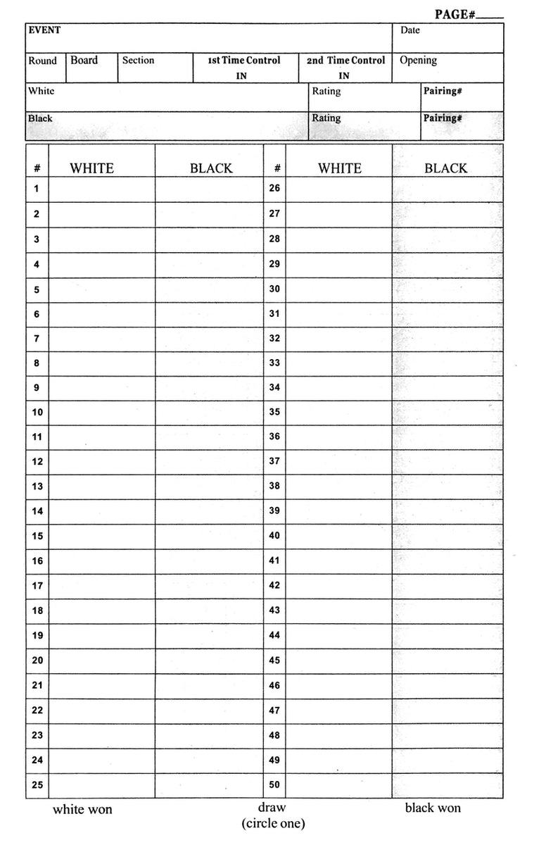 Chess Player's Scorebook – Miller Pads & Paper