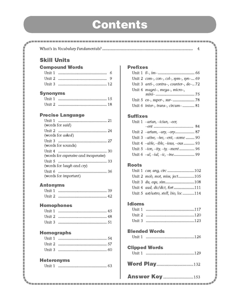 Vocabulary Fundamentals, Grade 5 – Miller Pads & Paper