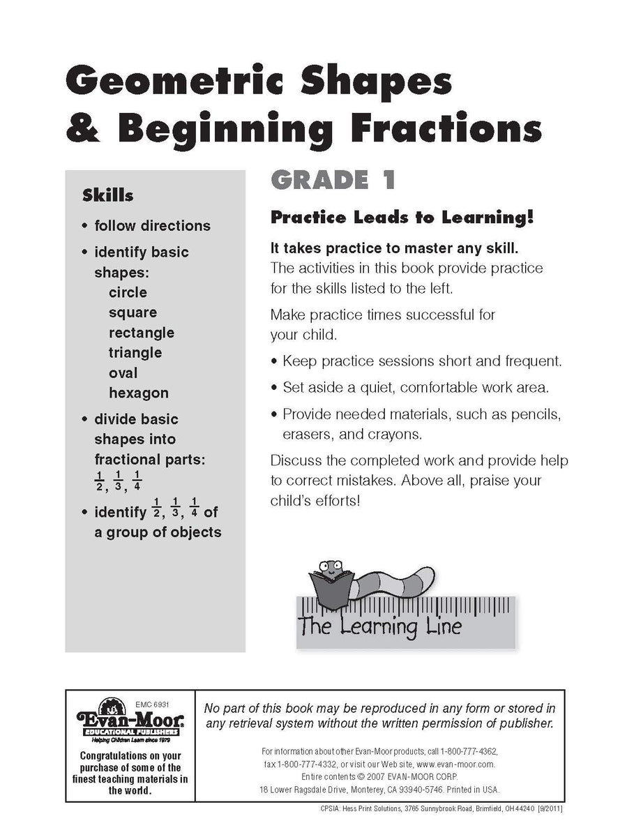 Learning Line: Geometric Shapes and Fractions, Grade 1 - Activity Book ...