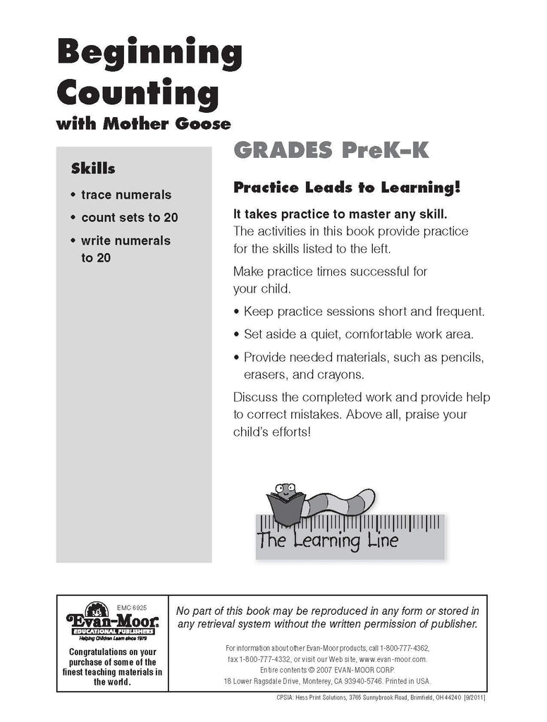 Learning Line: Beginning Counting with Mother Goose, Grades PreK-K - A ...
