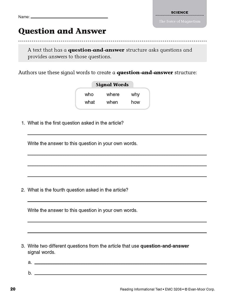 Reading Informational Text, Grade 6 - Teacher's Edition – Miller Pads ...
